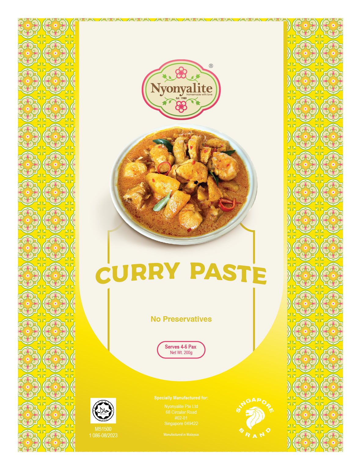 Nyonyalite Curry Paste - Perfect for Nyonya Curry Chicken & Homecooked ...